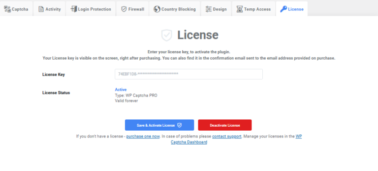 How to Manage Your License - WP Captcha